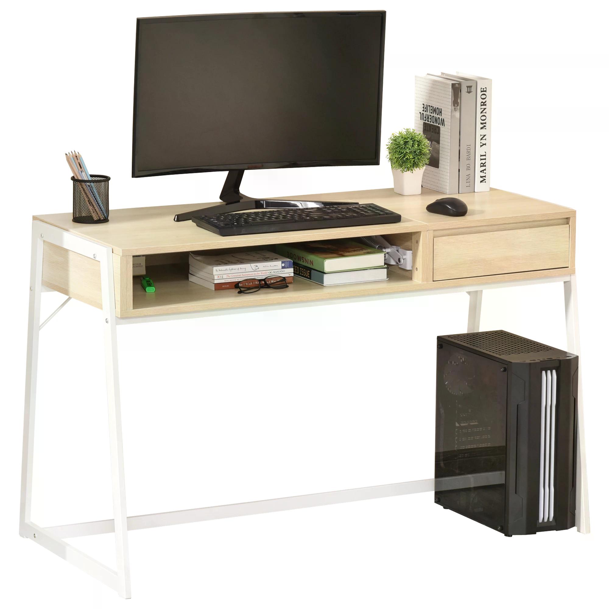 HOMCOM Compact Computer Desk Workstation for Modern Office Study ...