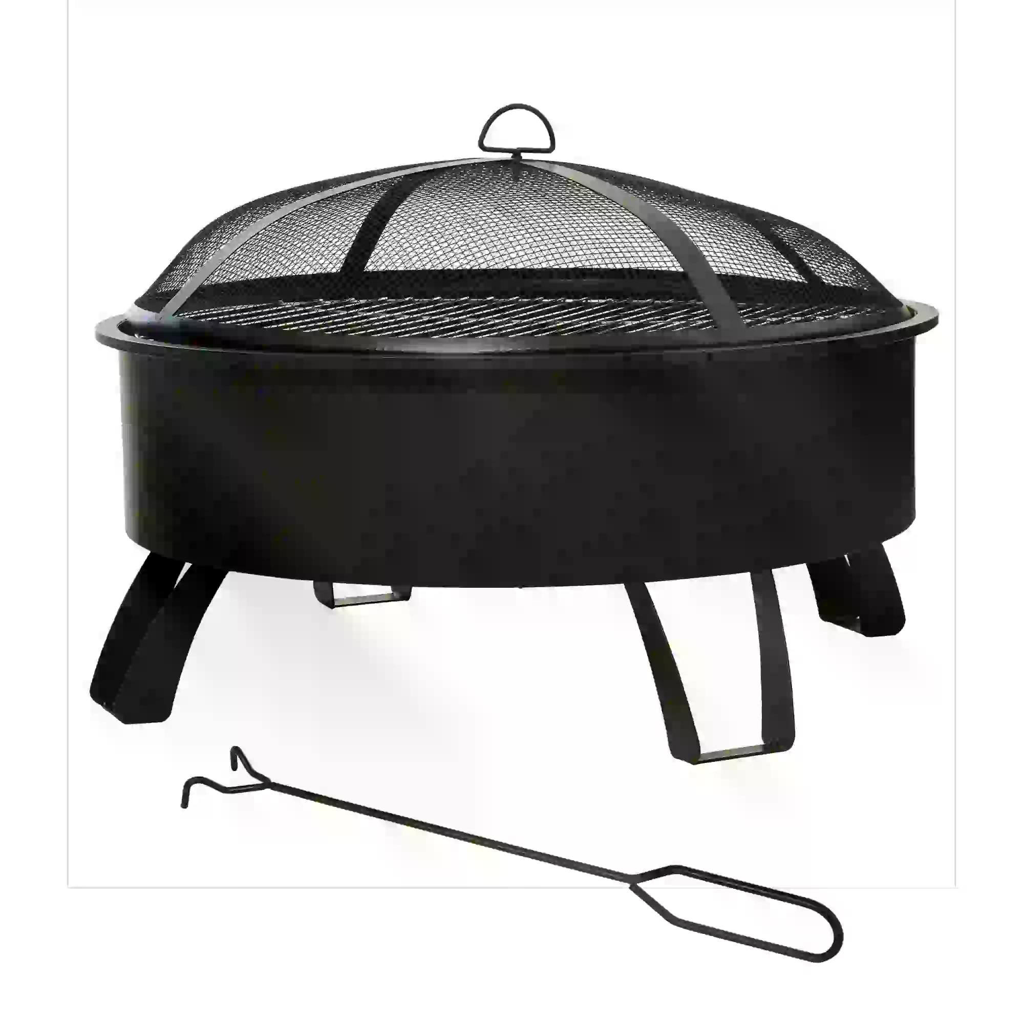 Outsunny 2-in-1 Outdoor Fire Pit with Cooking Grate Steel BBQ Grill ...