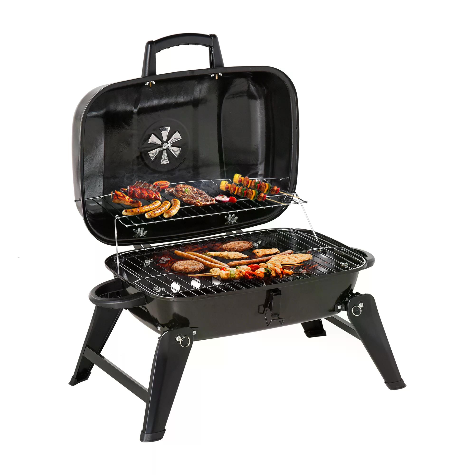 Outsunny Portable Charcoal Barbecue BBQ Grill Compact Fodling Camping ...