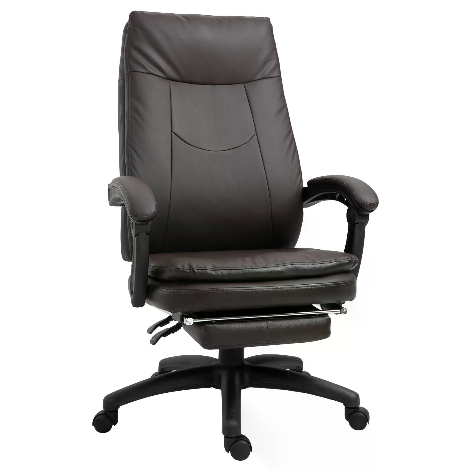 Vinsetto Brown Leather Office Chair, High Back Executive Office chair ...