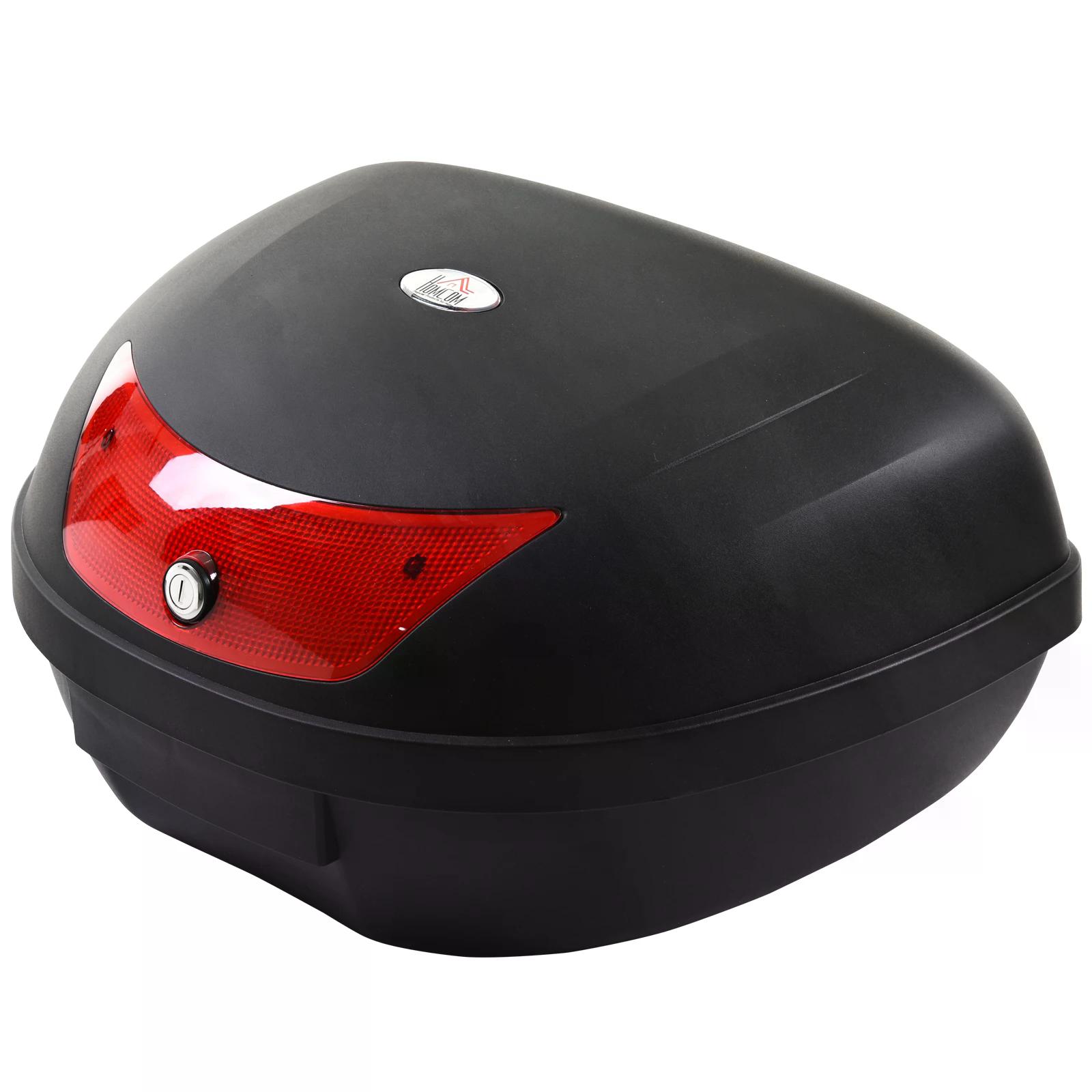 HOMCOM 48L Motorcycle Trunk Travel Luggage Storage Box Motorbike ...