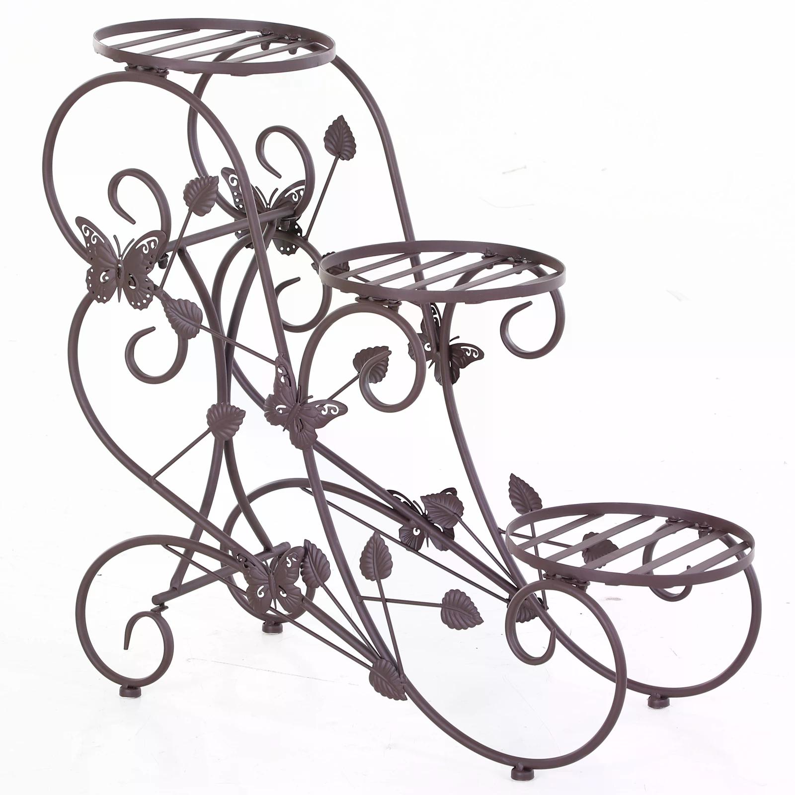 Outsunny 3-tier Metal Flower Pot Stand Display Rack Unit Indoor Outdoor ...