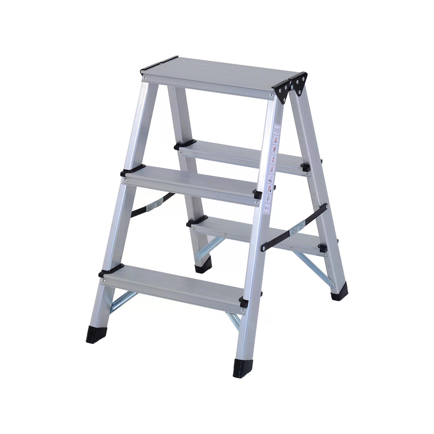 HOMCOM Aluminium Double Sided Step Ladder Folding A-type Household ...