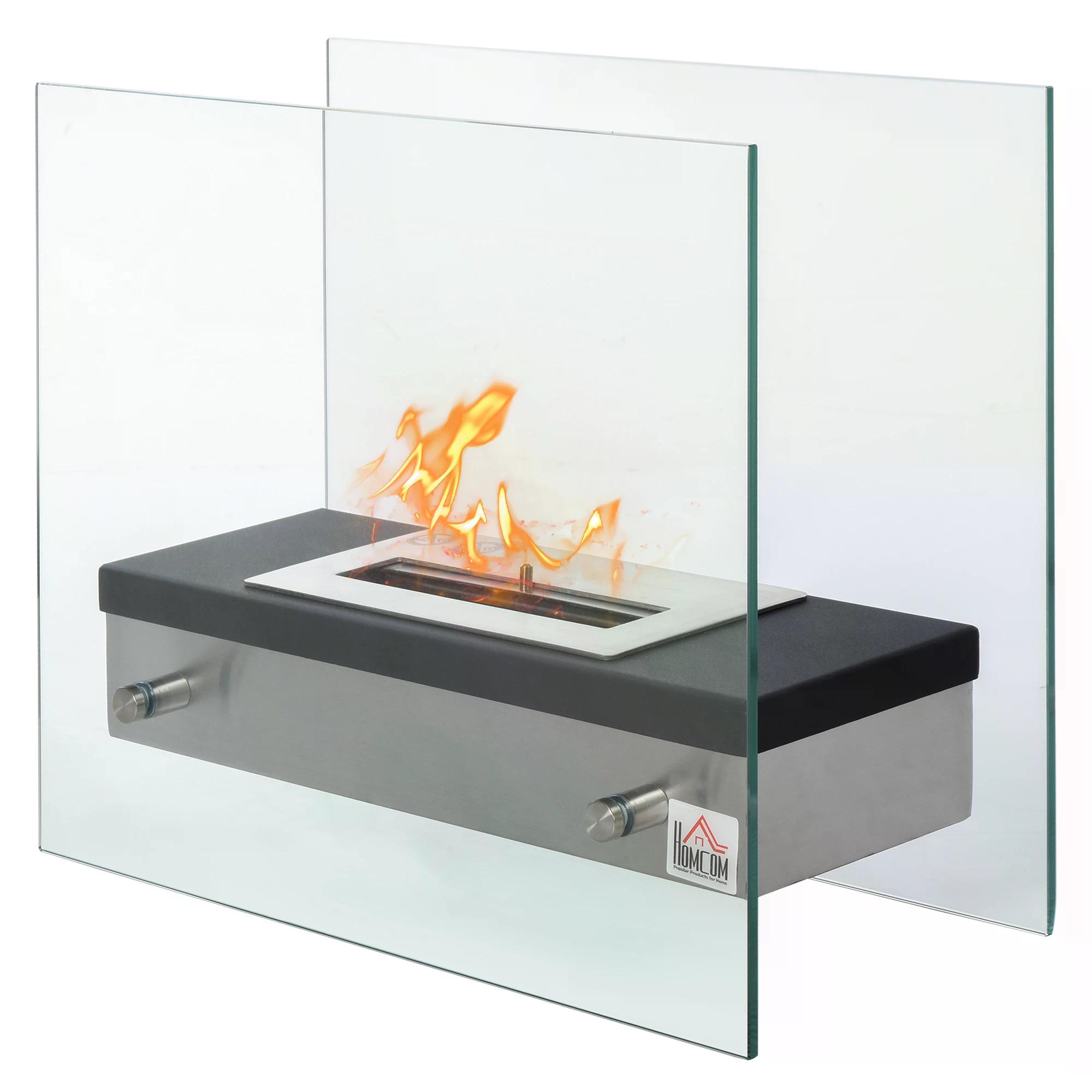 HOMCOM Portable Tabletop Ventless Ethanol Fireplace Indoor Outdoor Fire ...
