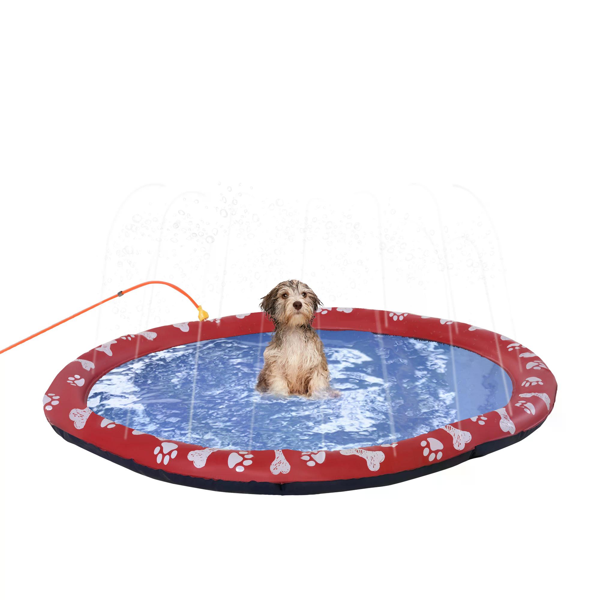 PawHut 150cm Splash Pad Sprinkler for Pets Dog Bath Pool Water Outdoor ...