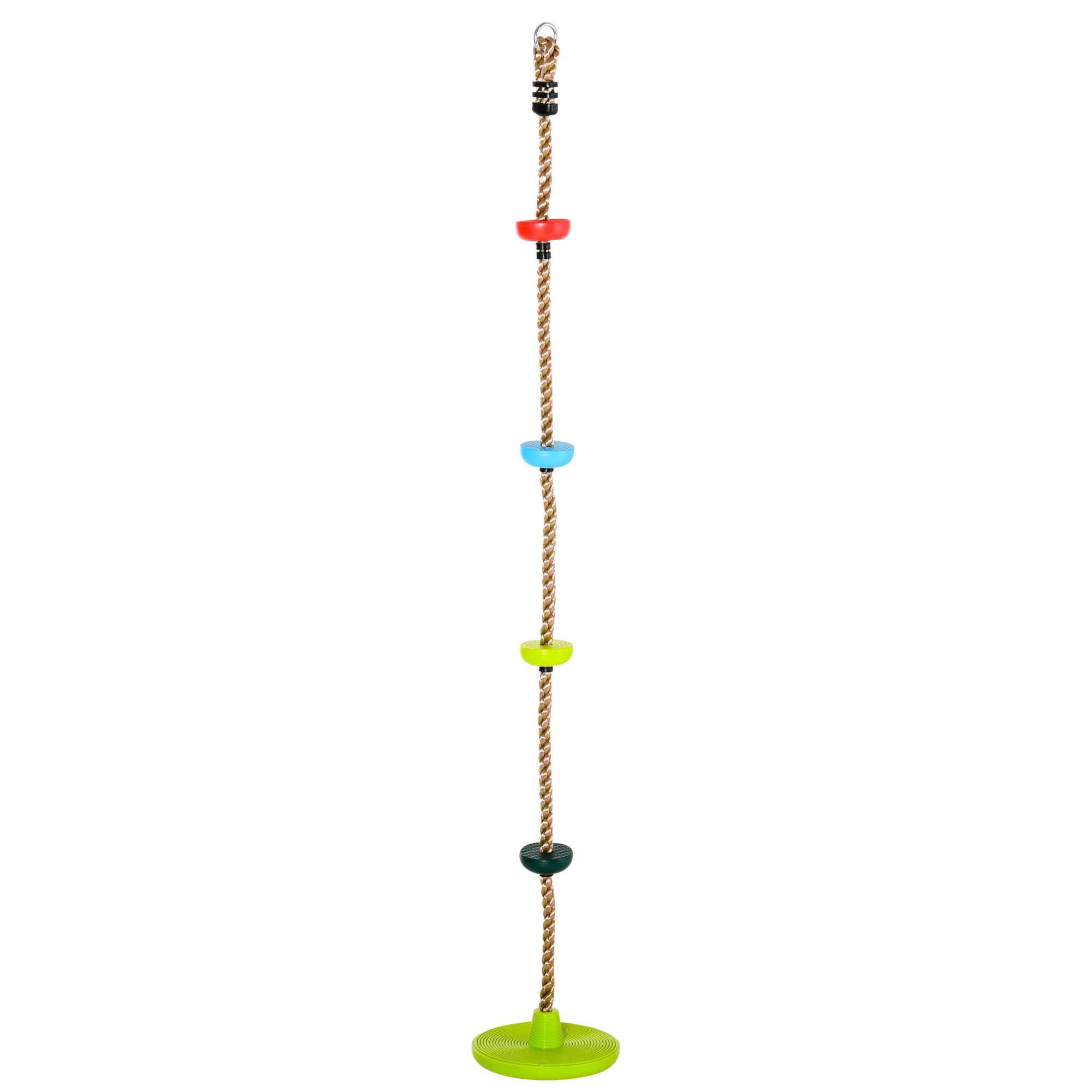 HOMCOM Multicolor Kid Climbing Rope Disc Swings Seat Set with Platforms ...
