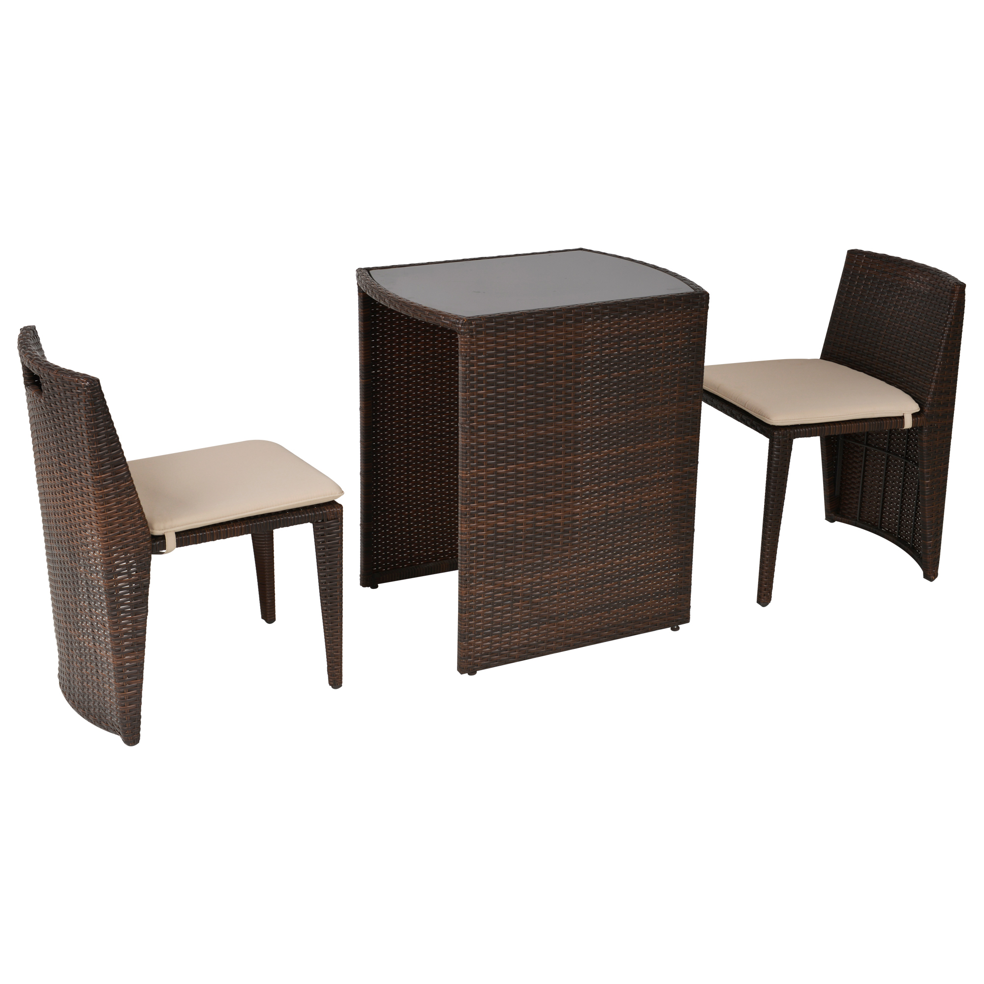 Outsunny Set 2 Piese Mobila de Gradina din Ratan cu 1 Masa si 2 Scaune ...
