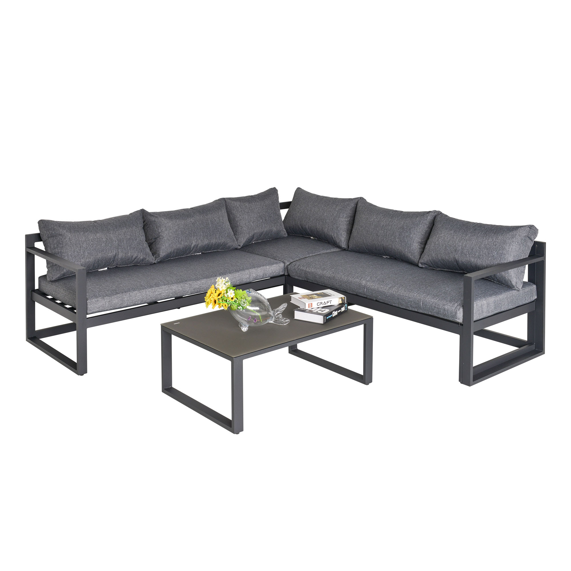 Outsunny 3-tlg. Gartengarnitur Gartenmöbel-Set 4-stufig verstellbar ...