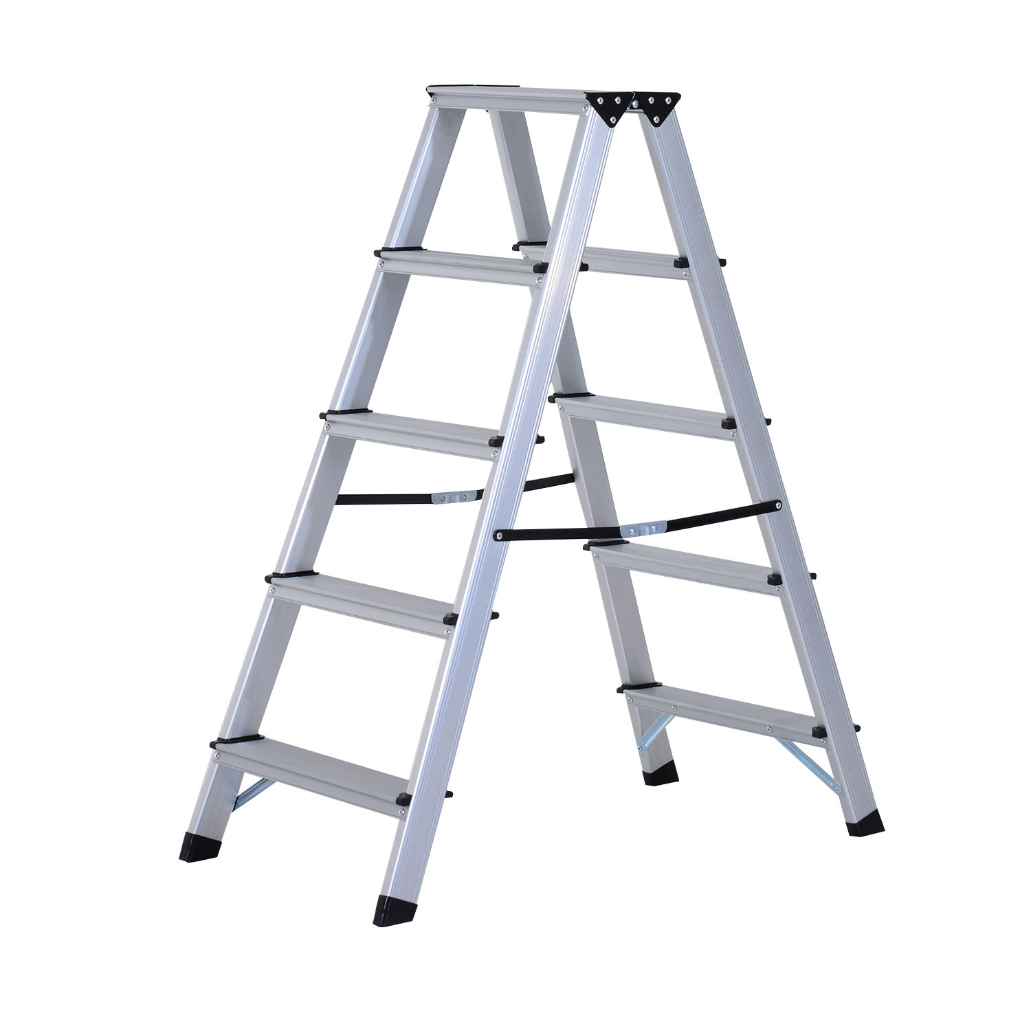 HOMCOM® Trittleiter Aluleiter Klapptritt 5 Stufen Stehleiter ...