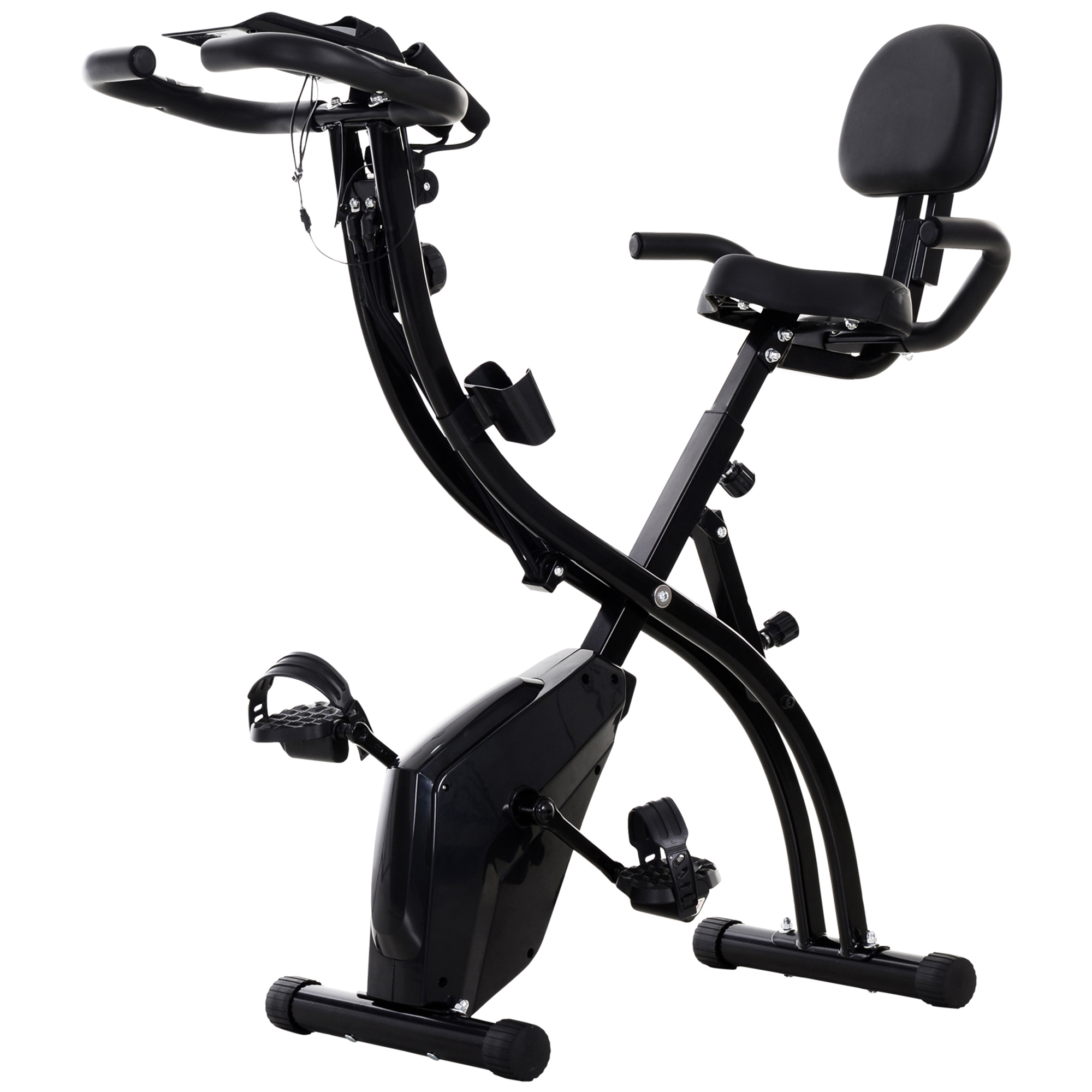 HOMCOM Heimtrainer X-Bike 2-in-1 Fahrradtrainer LCD-Display klappbarer ...