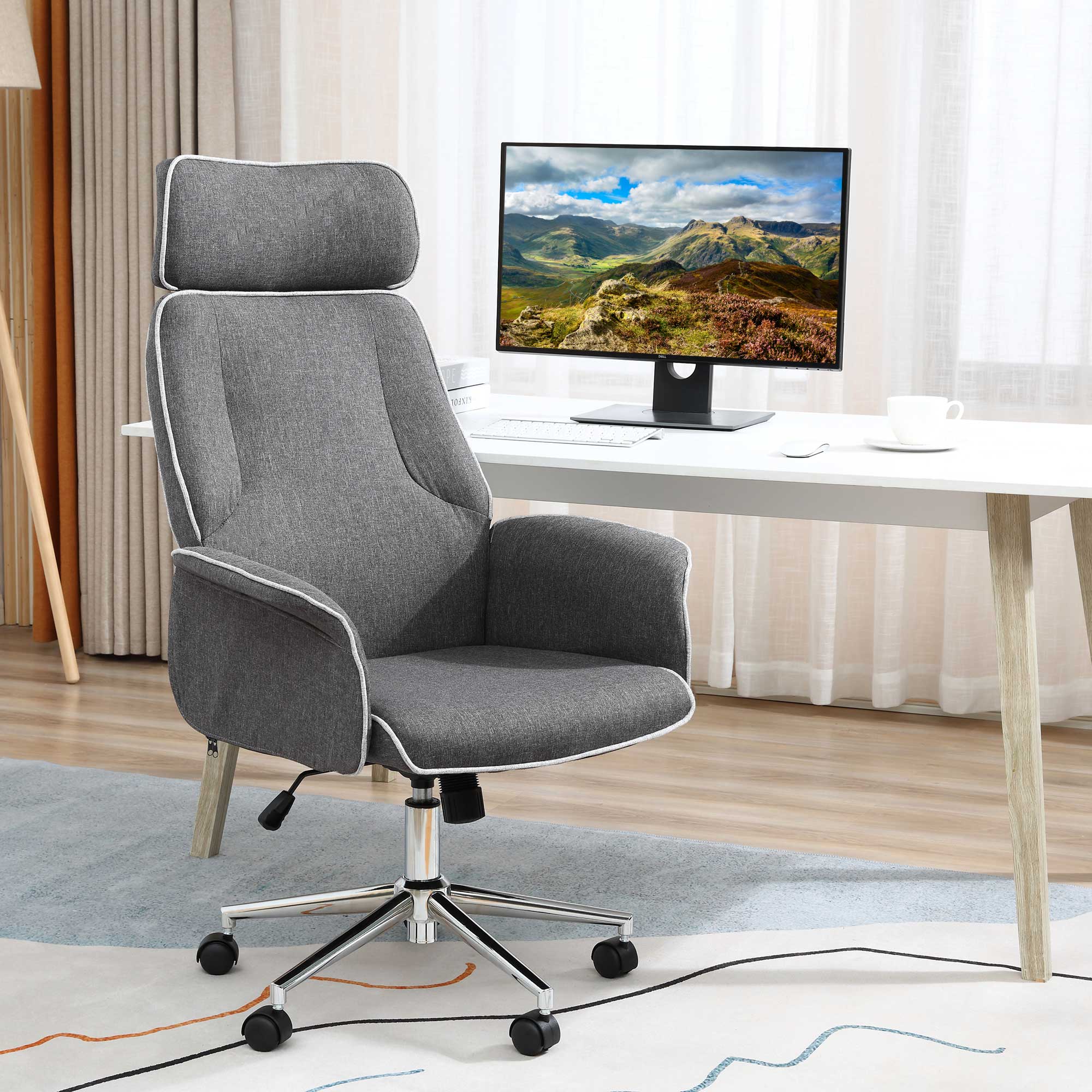 Vinsetto Desk Rocking Chair for Office Executive Adjustable High Back ...