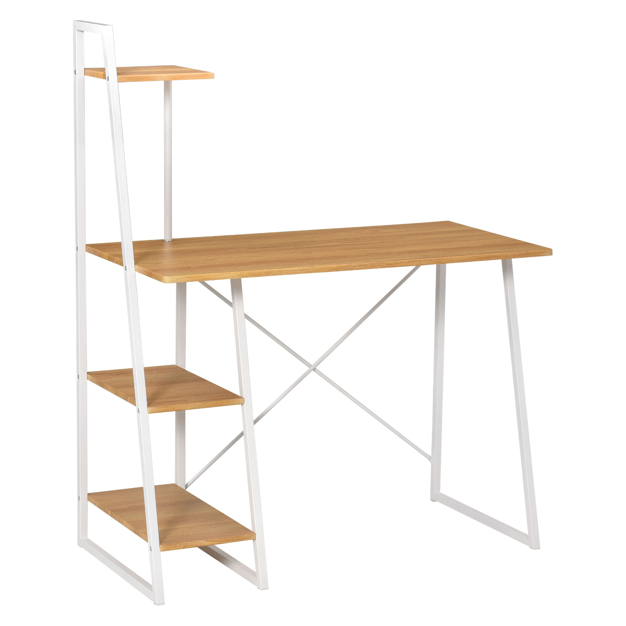 HOMCOM Home Office Computer Desk with 3-Tier Storage Shelves Study ...