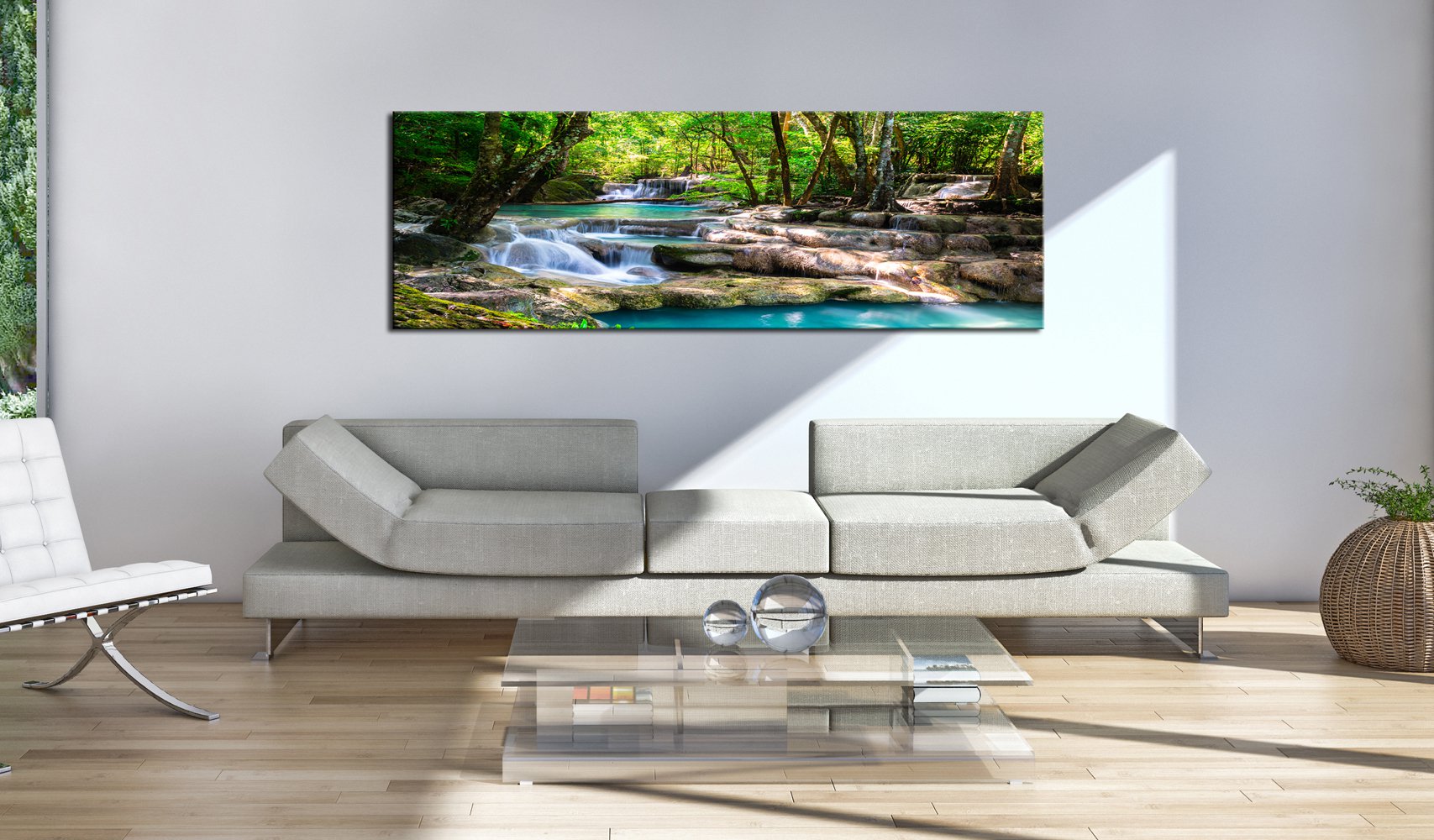 Quadro - Nature: Forest Waterfall, 150x50 | Aosom.it