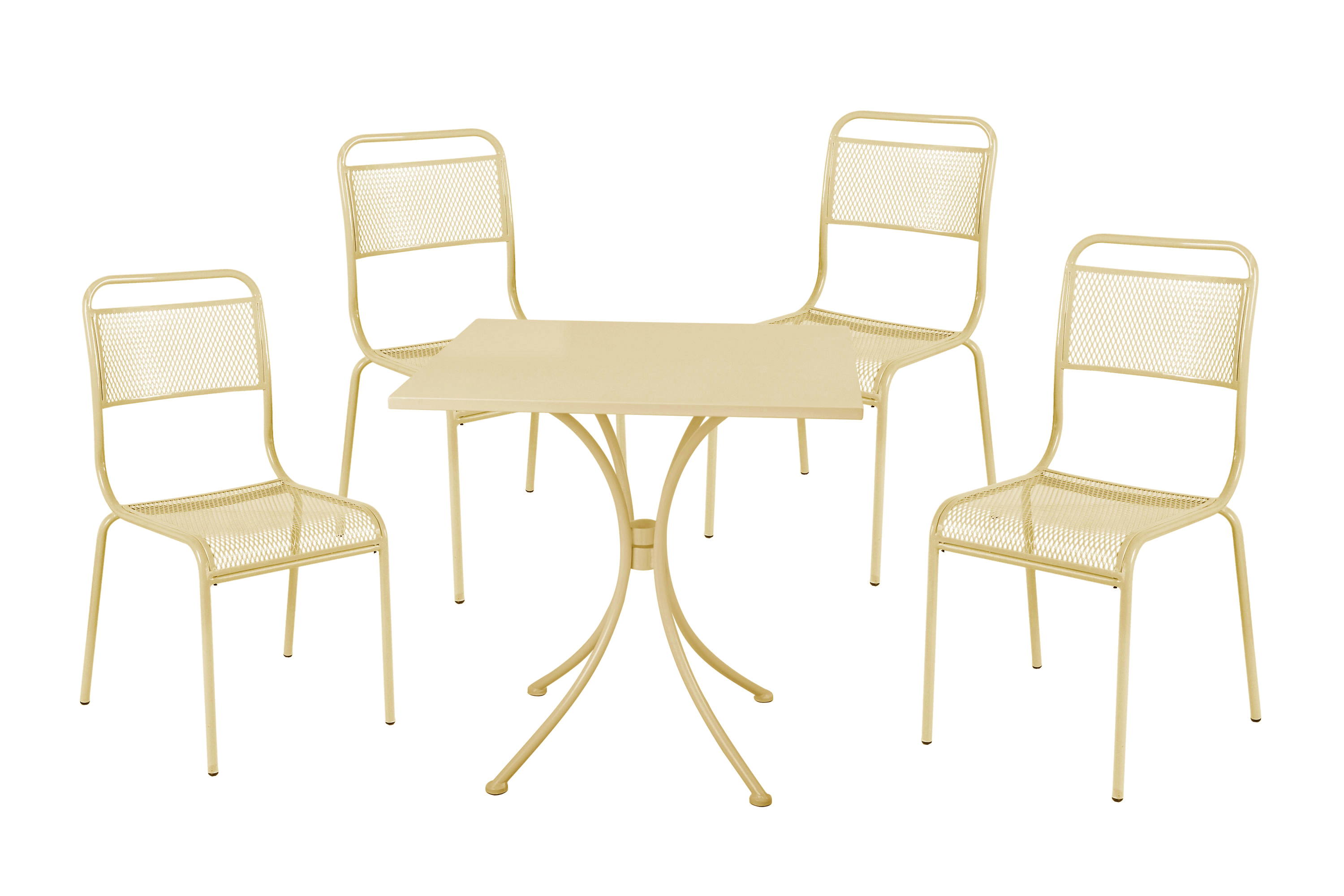 Salotto Ocean Cream (1 Tavolo 4 Sedie)Acciaio - Colore Crema | Aosom.it