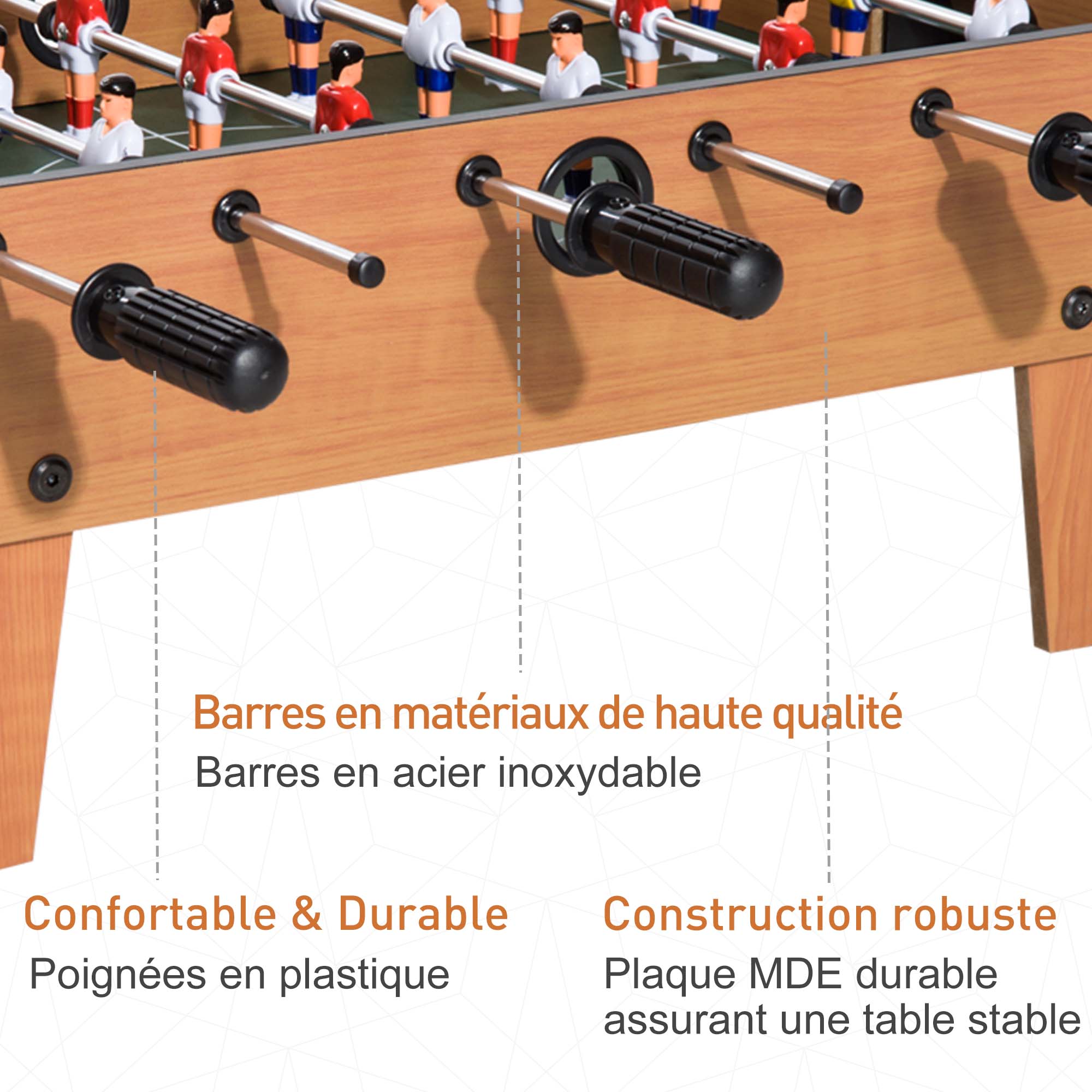 HOMCOM Mini Baby Foot Table de Babyfoot Plus de 3 Ans 18 Joueurs 69 x ...