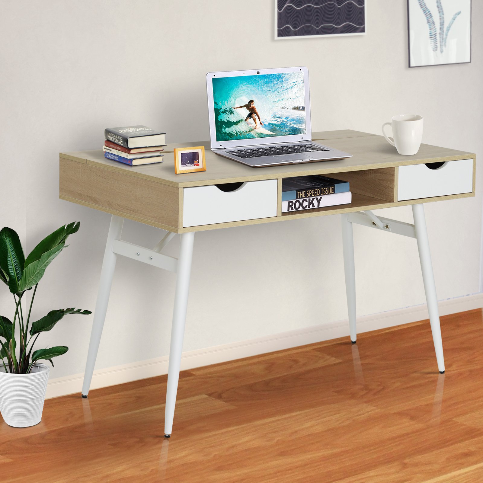 HOMCOM® Schreibtisch PC-Tisch Bürotisch Arbeitstisch Computertisch mit ...