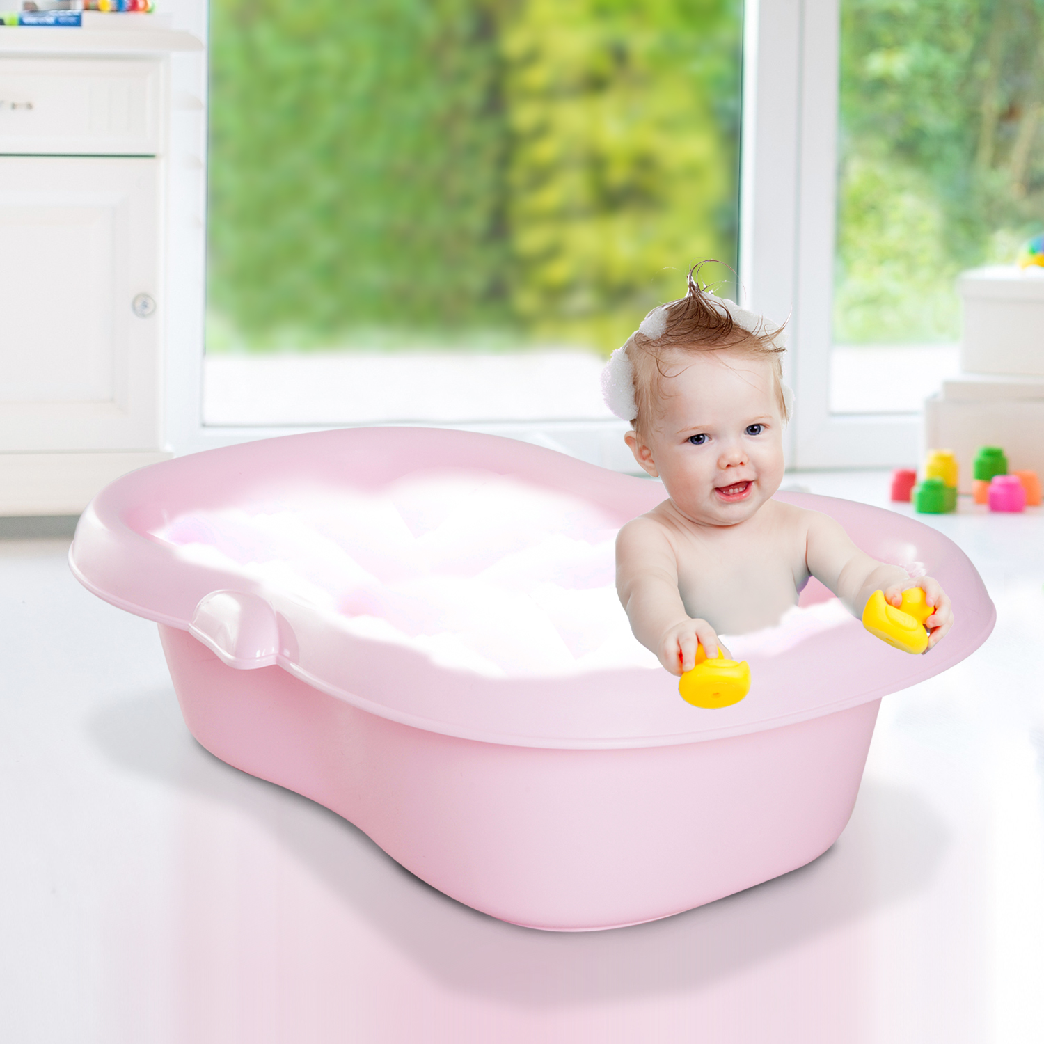 HOMCOM Babybadewanne Rosa 86x55x27cm