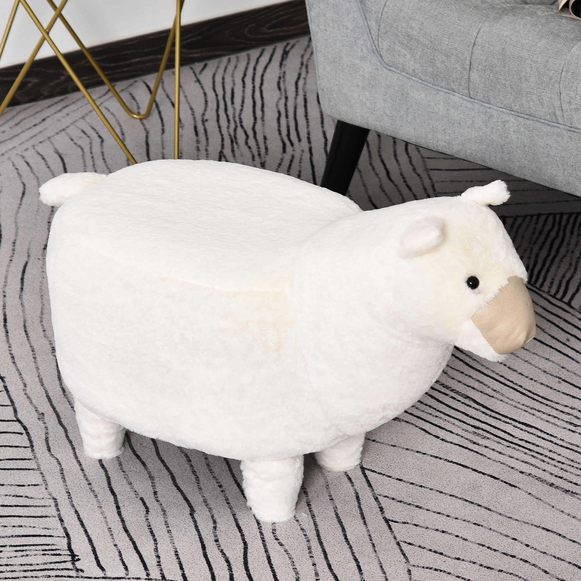 HOMCOM Tierhocker für Kinder, Kinderhocker, Polsterhocker, Sitzhocker ...