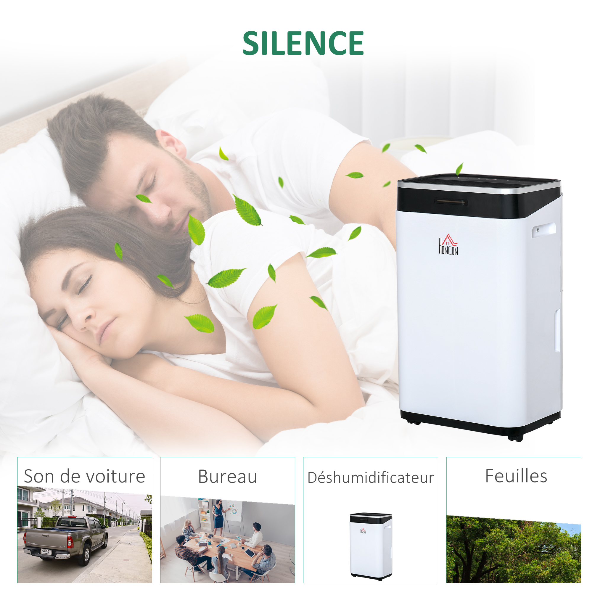HOMCOM Déshumidificateur portable électrique silencieux 380 W capacité ...