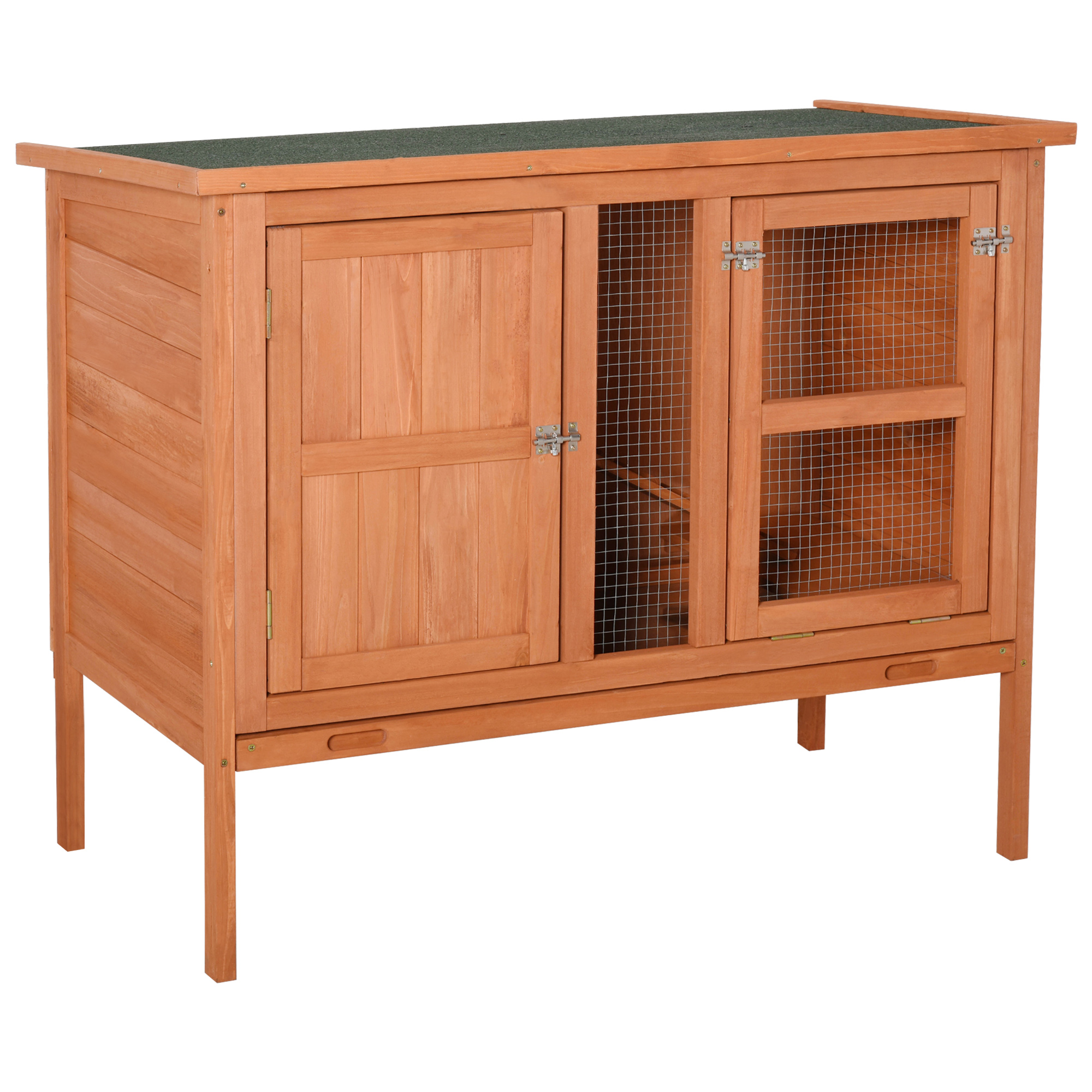 PawHut Wooden Rabbit Hutch Elevated Pet House Bunny Cage with Slide-Out ...