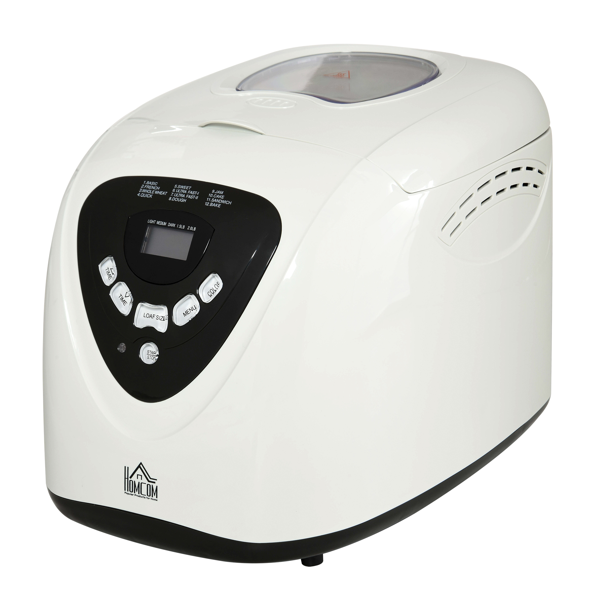 HOMCOM broodbakmachine met 12 bakprogramma's 3 bakkleuren en 2 ...