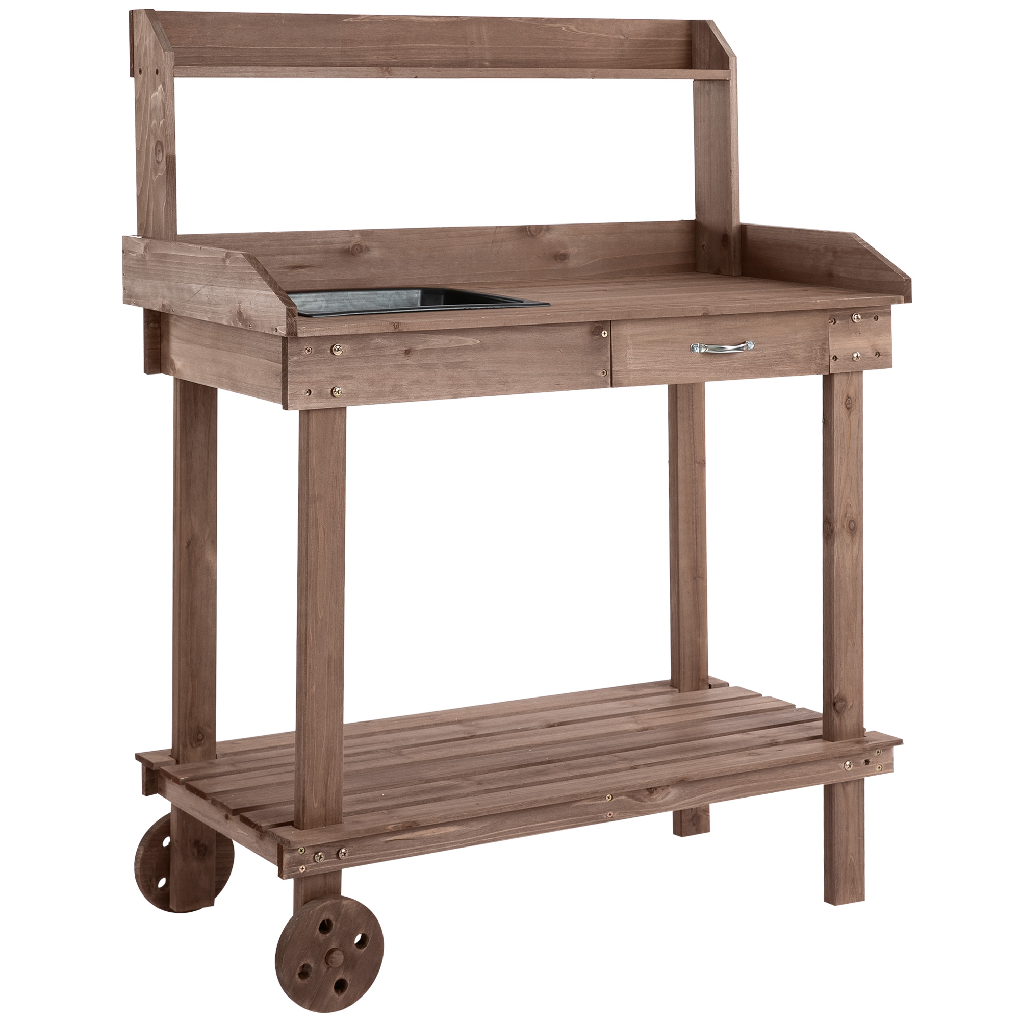 Outsunny 36.25"x17.75"x46.75'' Wooden Potting Bench Table Gardening ...