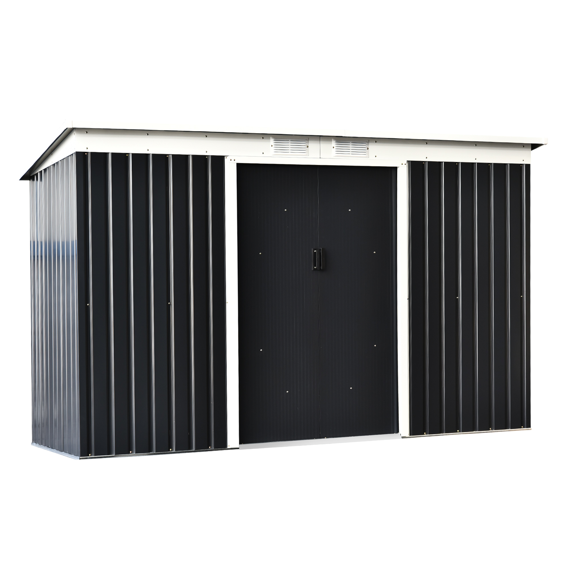 Outsunny 9ft x 4ft Corrugated Garden Metal Storage Shed Outdoor ...