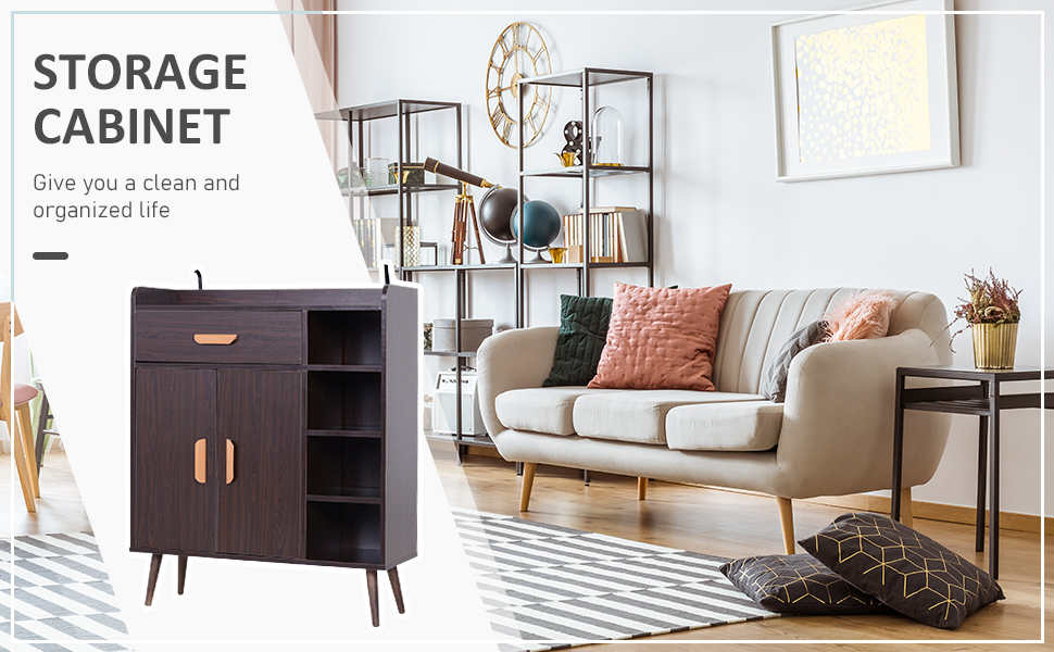 HOMCOM Hallway Side Cabinet Storage Unit Pine Wood, 80L x 29.5W x 96Hcm ...