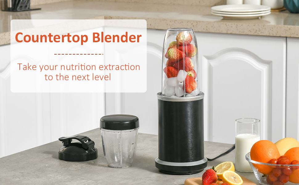 HOMCOM Blender Smoothie Maker, 1000W Countertop Blender with 0.7L and 0 ...