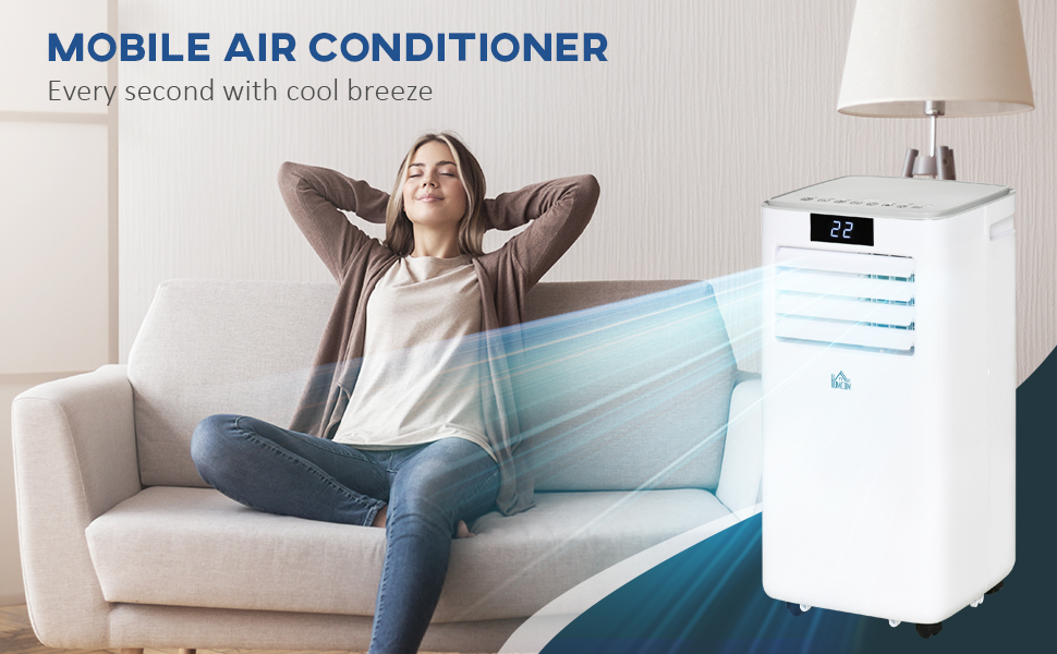 HOMCOM 7000 BTU Mobile Air Conditioner Portable AC Unit for Cooling ...