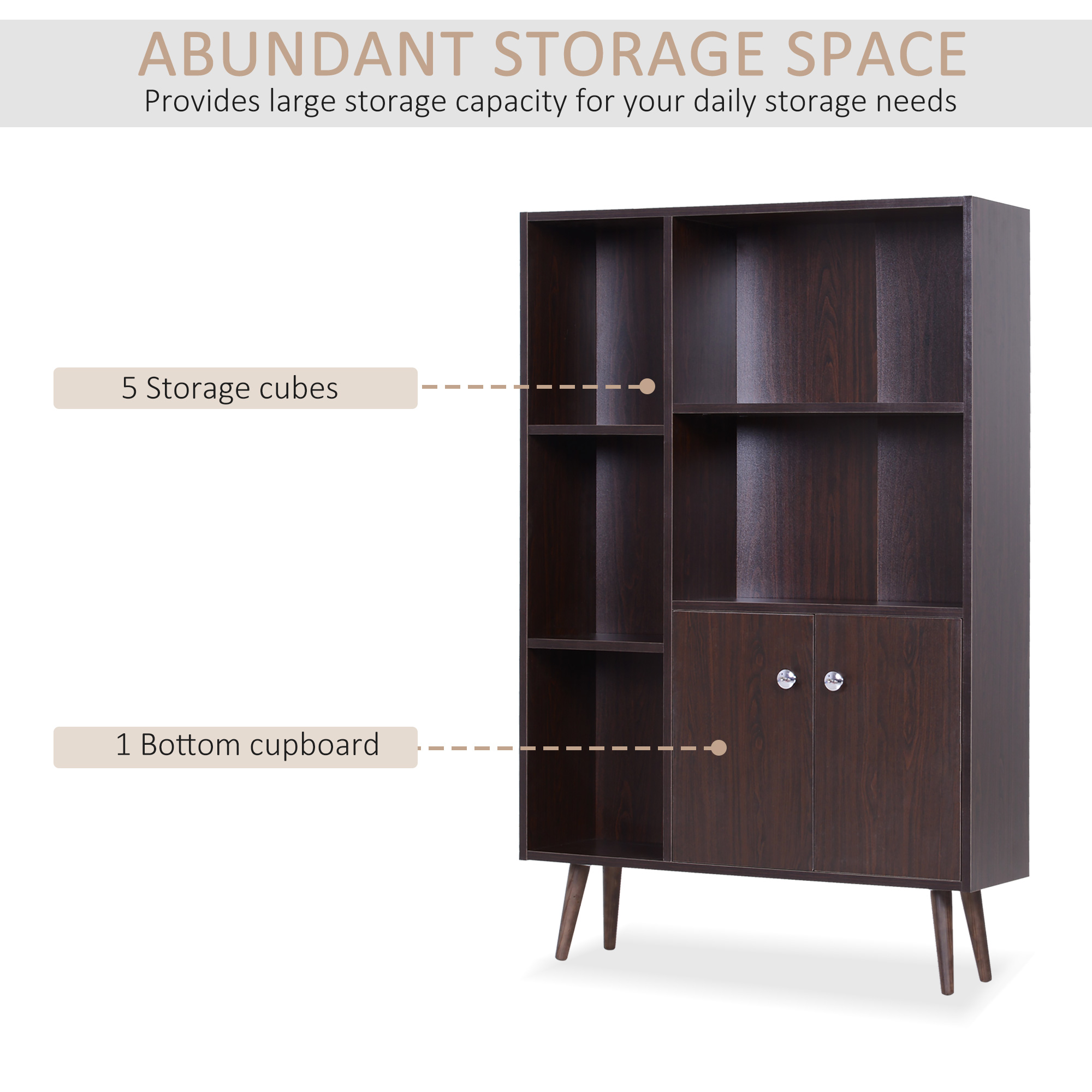 HOMCOM Open Bookcase Storage Cabinet Shelves Unit Free Standing w/ Two ...