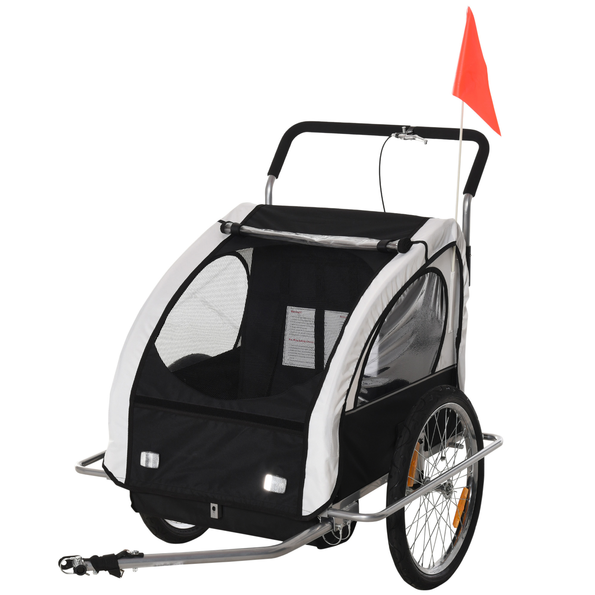 HOMCOM® 2 in1 fietskar voor kinderen | Jogger | 70 x 58 x 55 cm | Wit ...