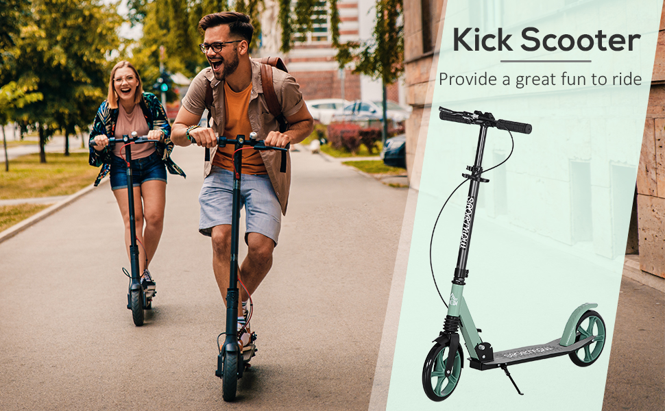 HOMCOM One-click Folding Kick Scooter for 14+ w/ Adjustable Handlebar ...
