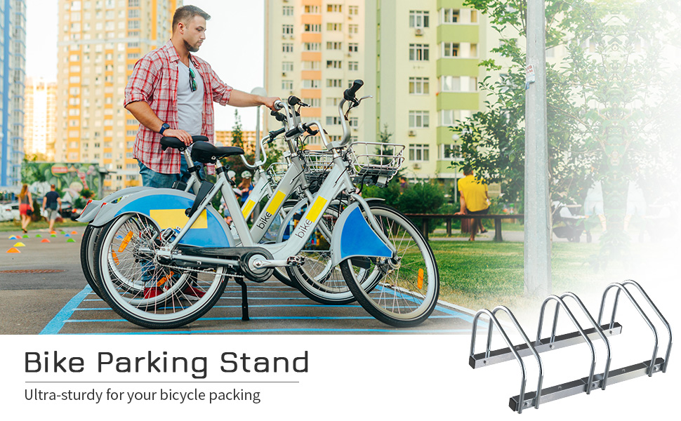 HOMCOM Bike Stand Parking Rack Floor or Wall Mount Bicycle Cycle ...