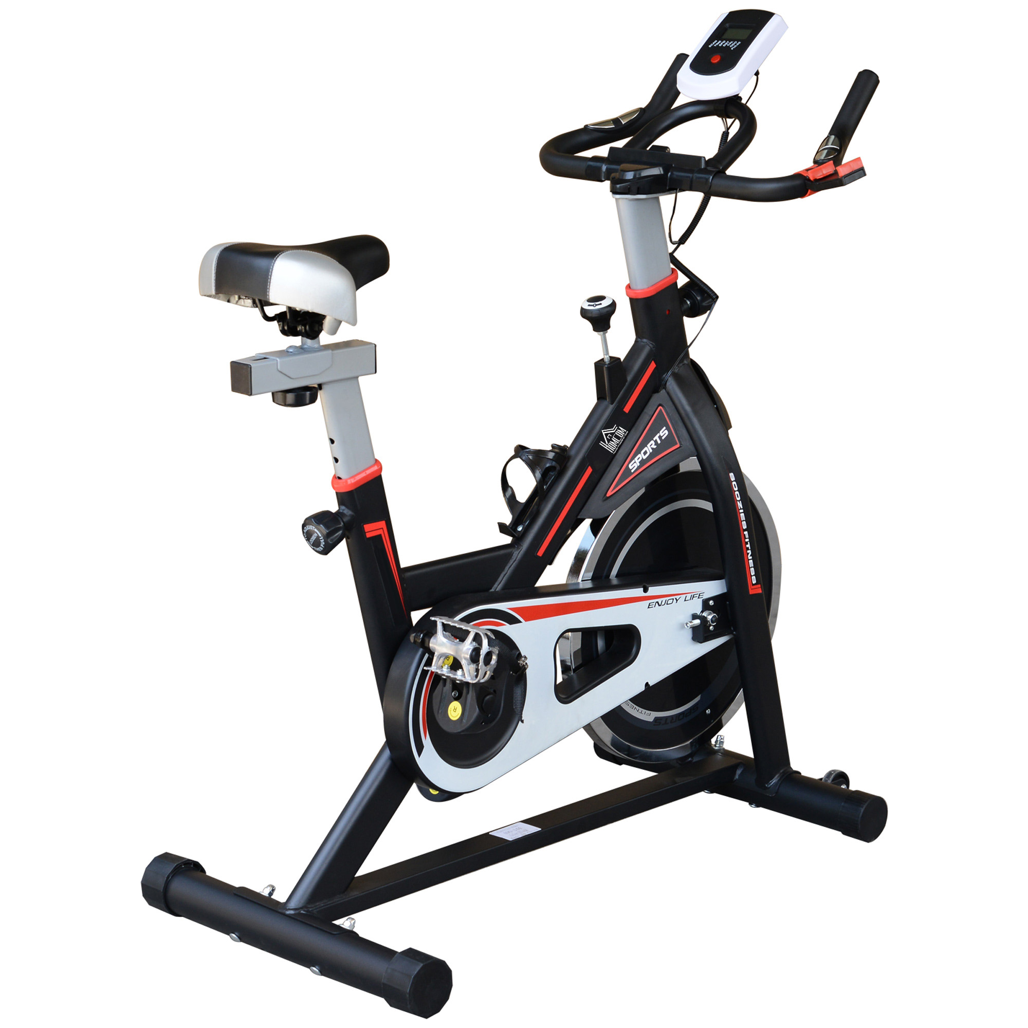 HOMCOM Belt-Driven Exercise Bike Home Fitness Trainer with LCD Display ...