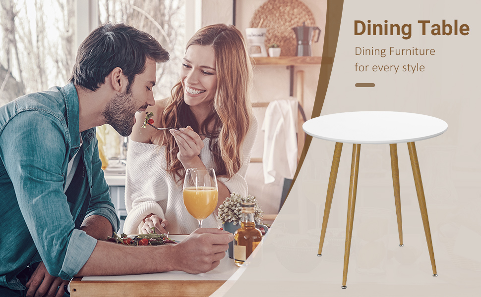 HOMCOM Modern Dining Table for 2 People White | Aosom UK