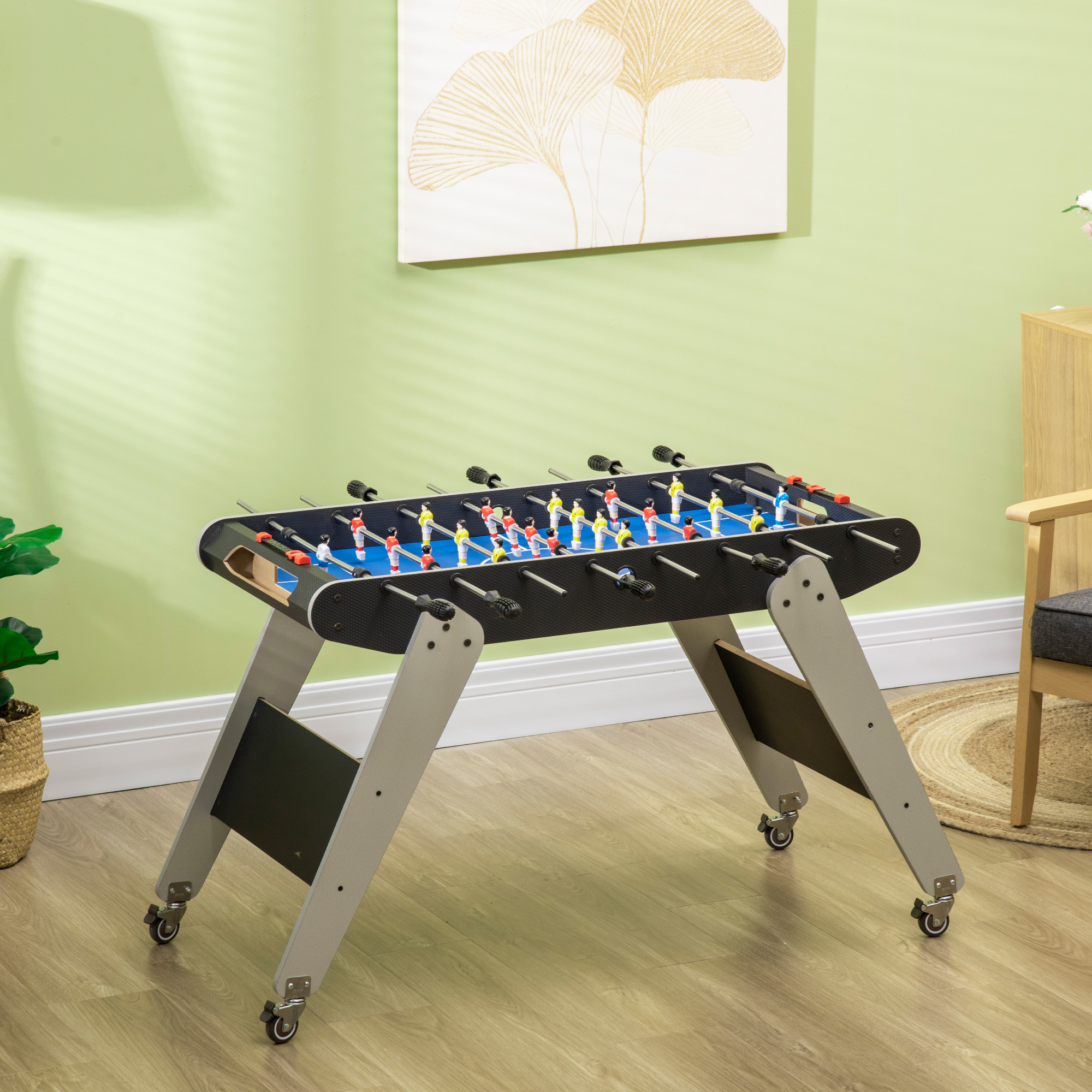 HOMCOM Baby-Foot table de babyfoot sur roulettes pieds en acier ...