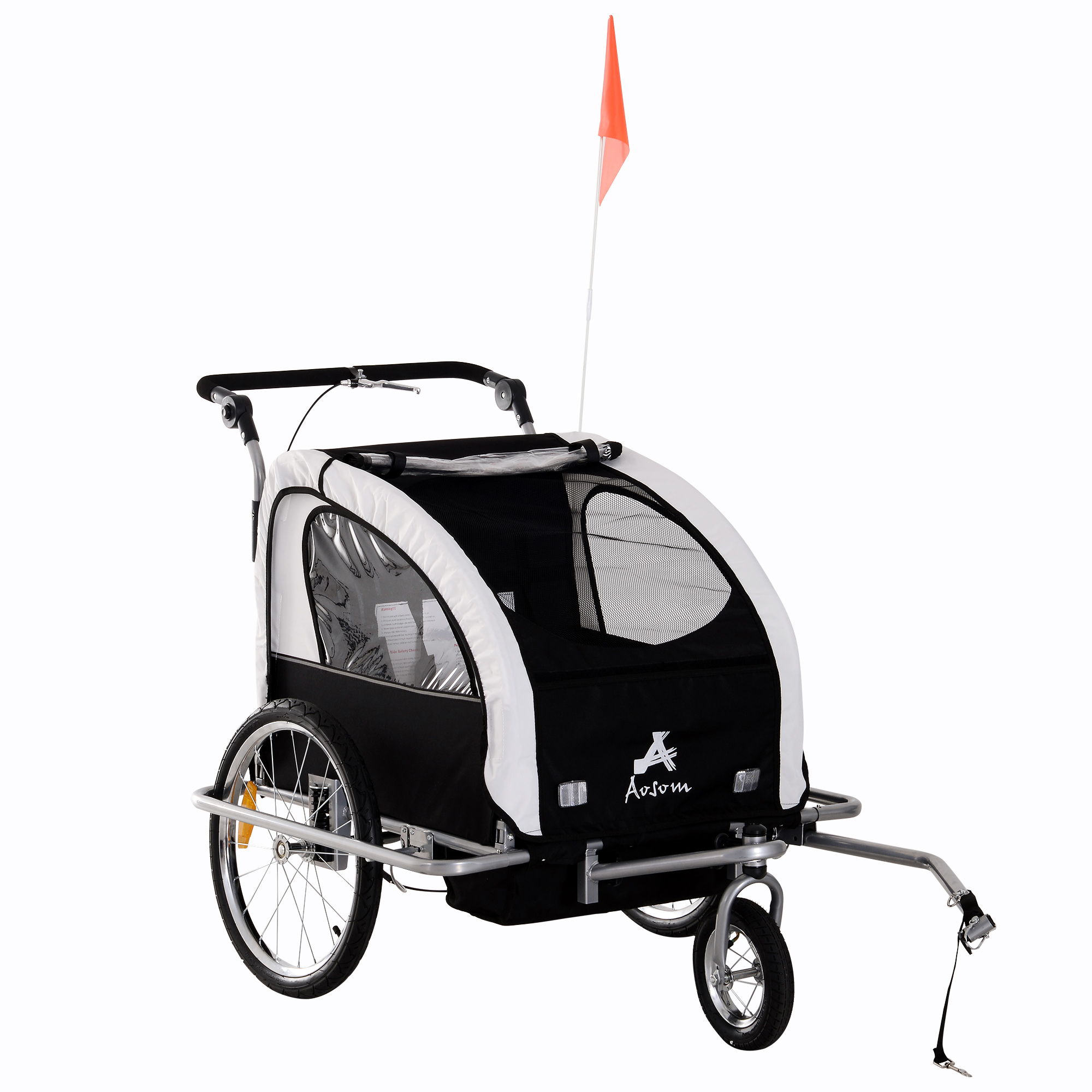 HOMCOM 2-in-1 fietskar voor kinderen fietsaanhanger jogger fietskar 360 ...