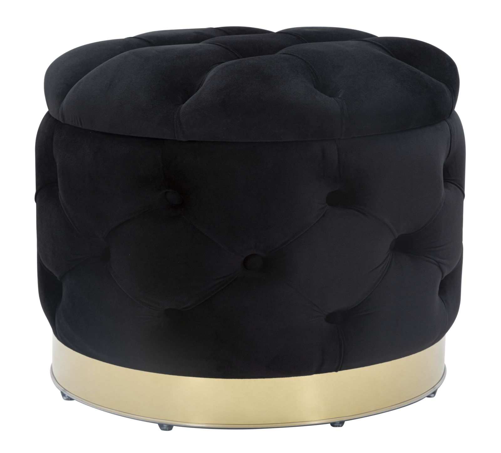 Pouf Contenitore Rich Nero cm Ø 55X42 |Aosom.it