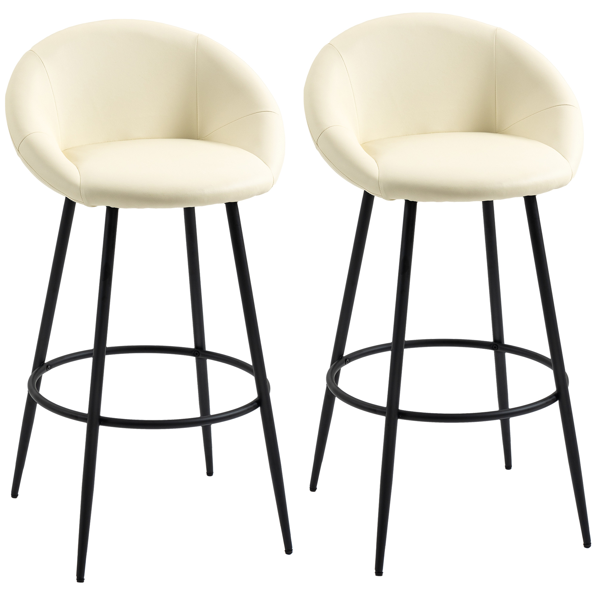 HOMCOM Conjunto de 2 Bancos Altos de Cozinha Estofados em PU Bancos de ...