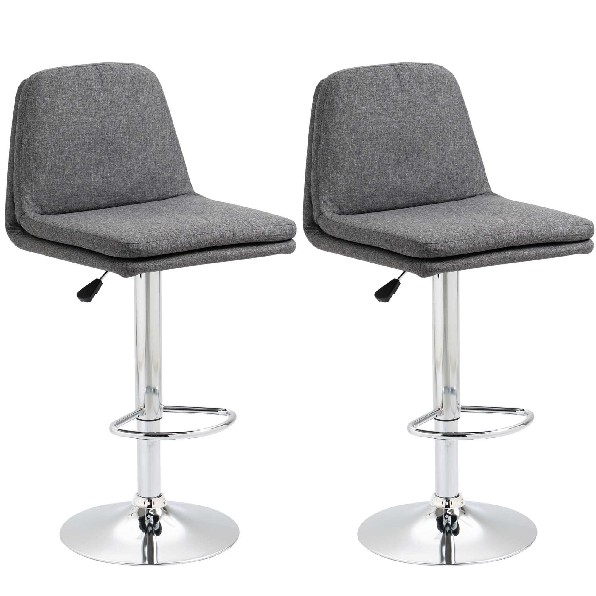 HOMCOM Morden Bar Stools Set of 2, Swivel Fabric Breakfast Barstools ...