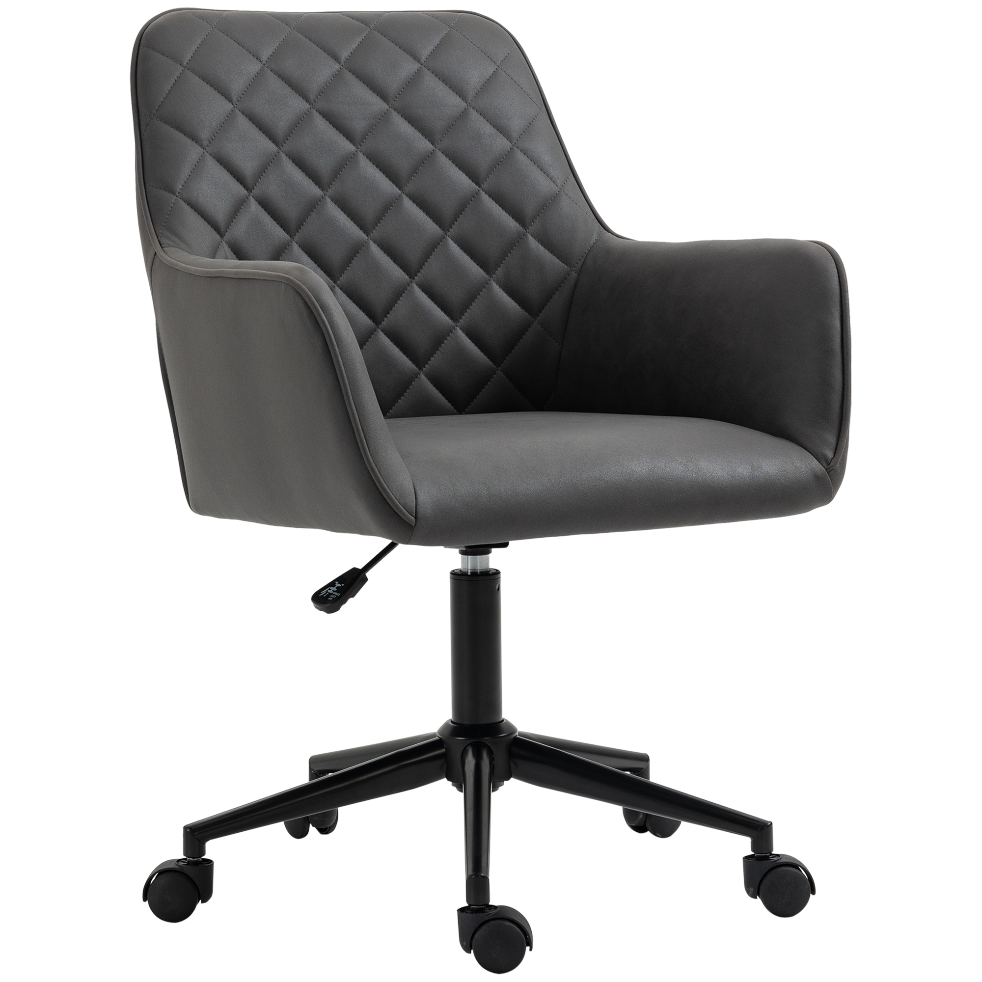 Vinsetto Grey Desk Chair, Leather-look Fabric, Home Study Leisure W ...