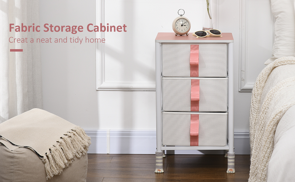 HOMCOM Chest of Drawers, Cloth Organizer Unit with 6 Fabric Drawers ...