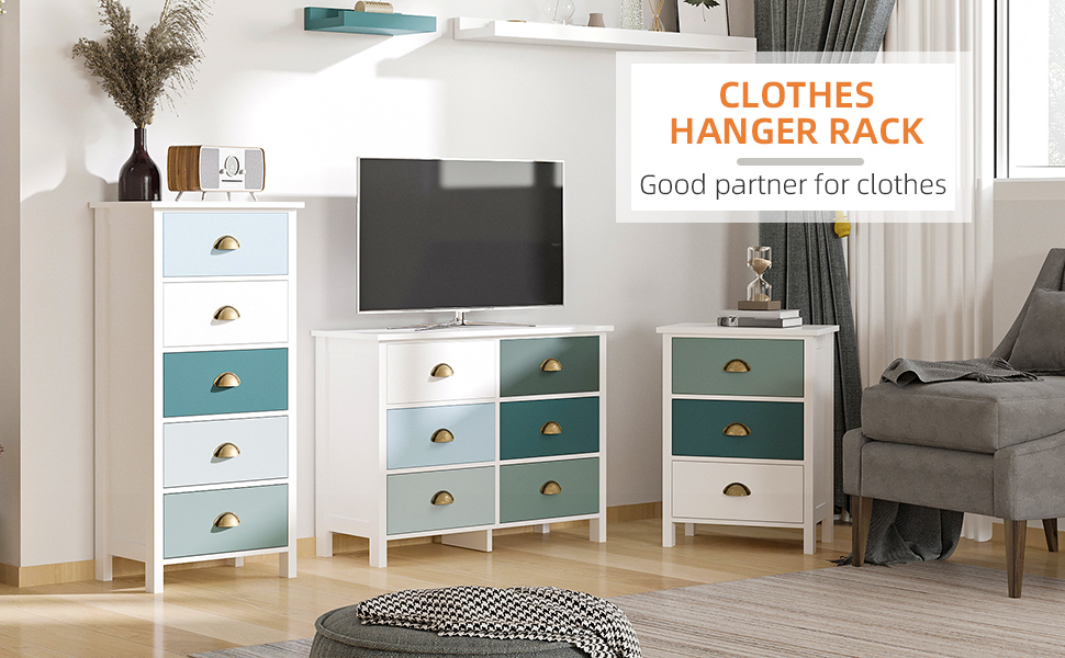 HOMCOM Storage Cabinet Unit, 3-Drawer Dresser, Chest of Drawers with ...