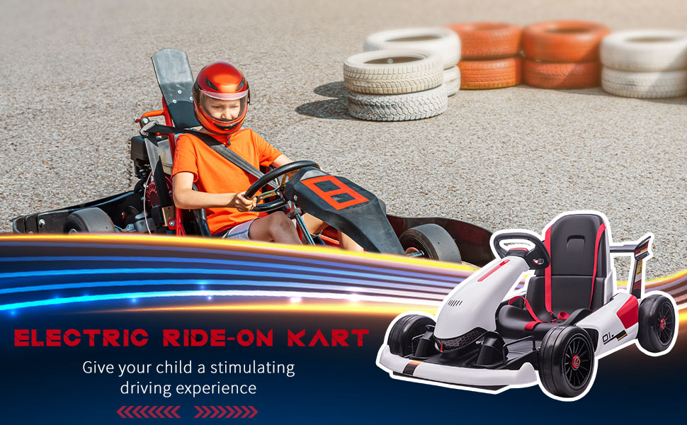 HOMCOM Electric Go Kart with Adjustable Footrest, Reversing Steering ...