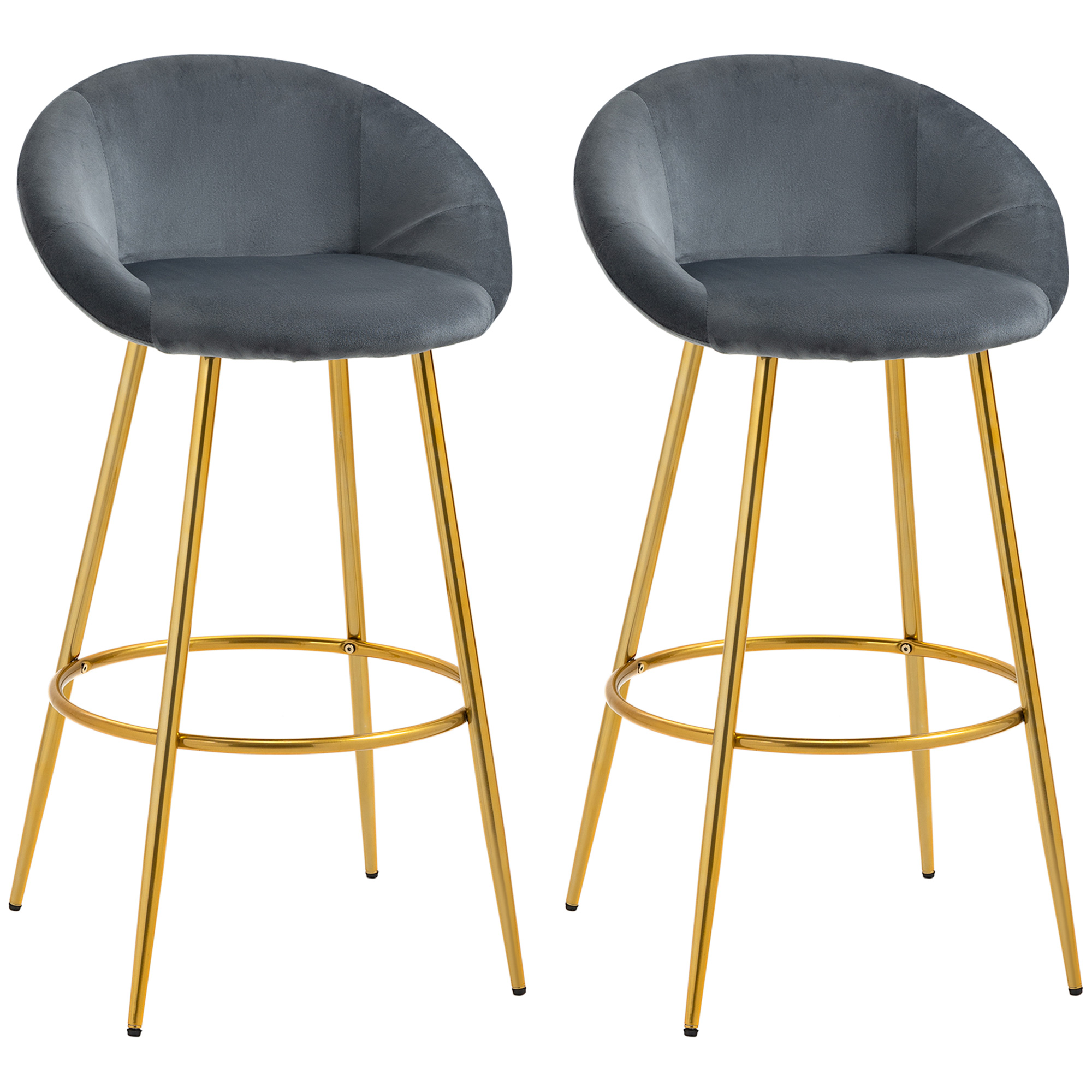 HOMCOM Barhocker, 2er-Set, Retro-Design, hoher Sitz, mit Fußstütze ...
