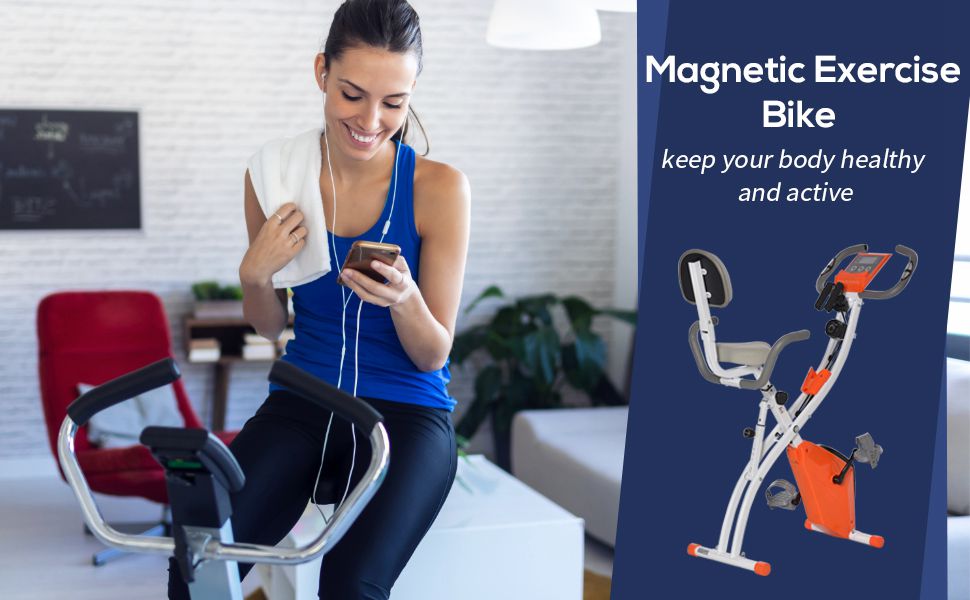 HOMCOM 2-in-1 Upright Exercise Bike Stationary Foldable Magnetic ...