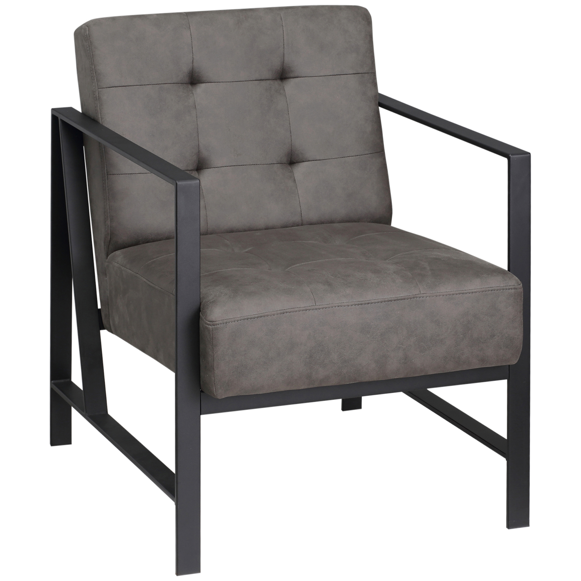 HOMCOM Sessel, Stuhl, modernes Design, Knopfverzierung, Stahlrahmen ...