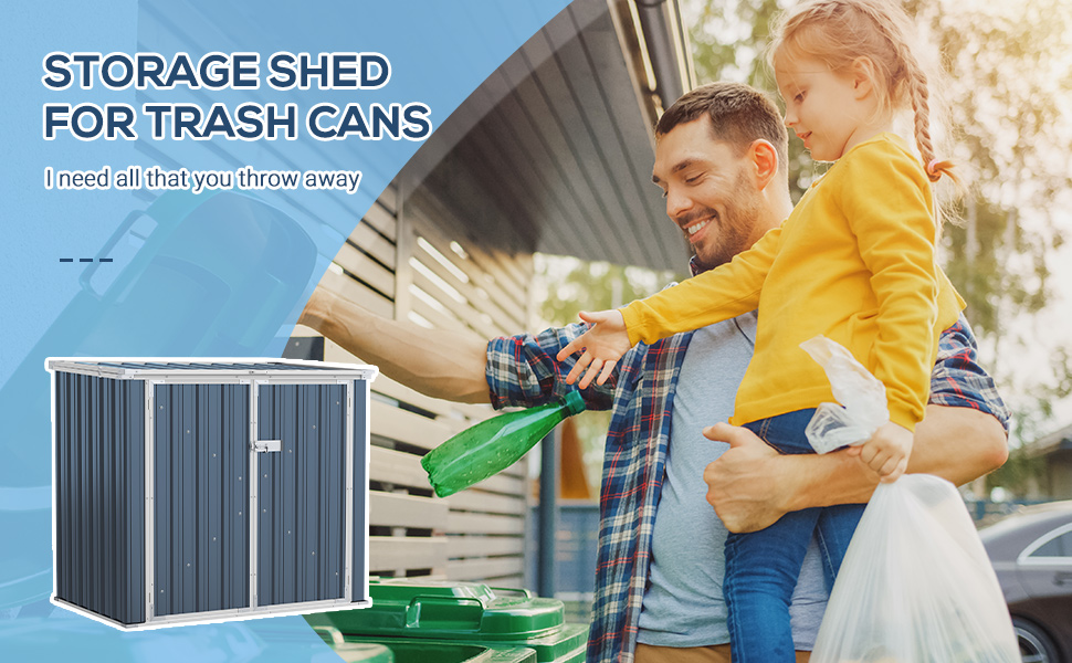 Outsunny 5ft x 3ft Garden 2-Bin Steel Storage Shed, Double Rubbish ...