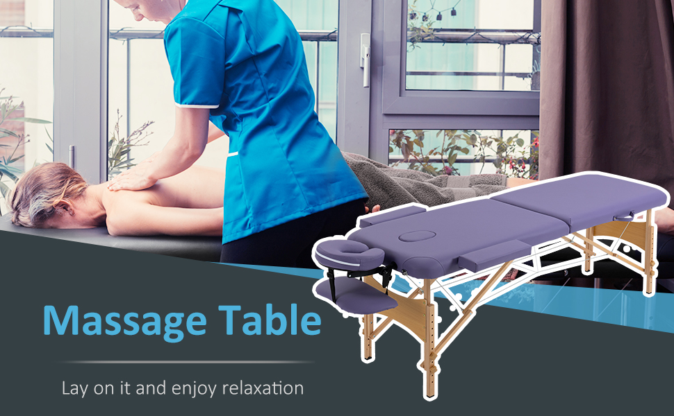 HOMCOM Portable Massage Bed, Folding Spa Beauty Massage Table with 2 ...